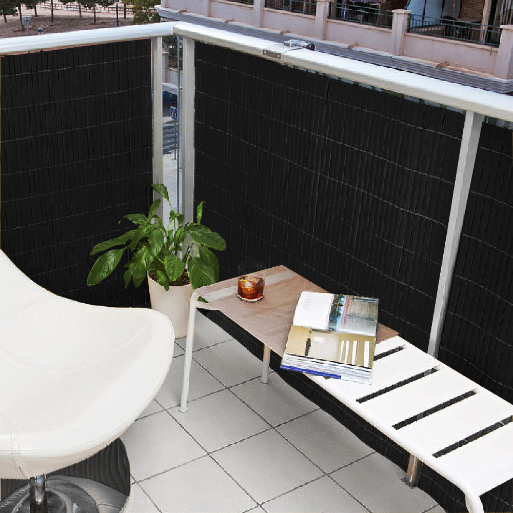 Artificial PVC Bamboo Screening Black 19mm Double Sided 4m Long ...